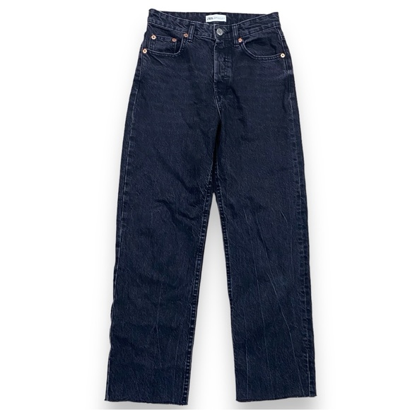 Zara | Jeans | Zara Black Acid Wash Straight Leg Jeans 4 | Poshmark